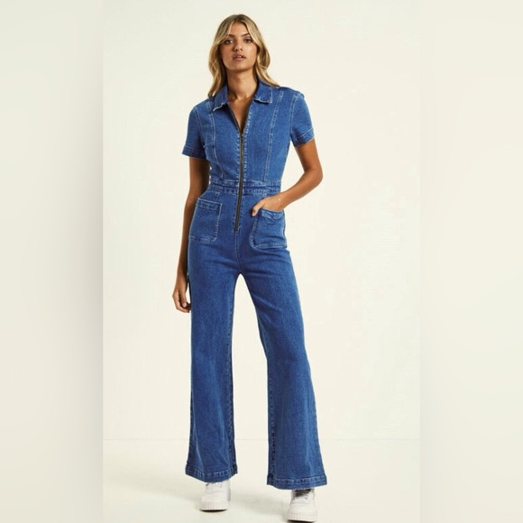 Pants & Jumpsuits | Insight Nikki Denim Maxi Boilersuit Blue Dusk ...